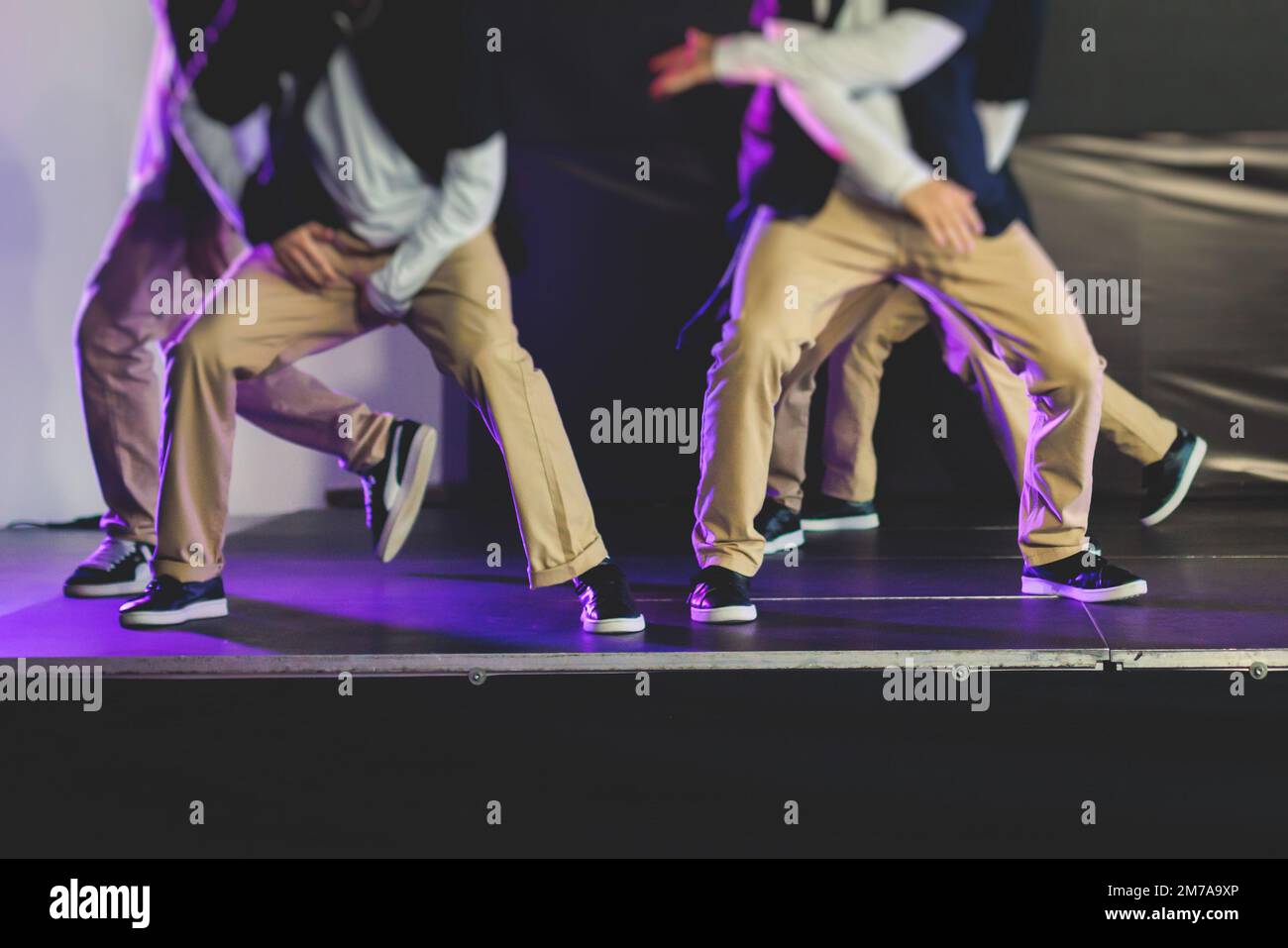 Group of hip-hop dancers performance on a stage, modern contemporary ...