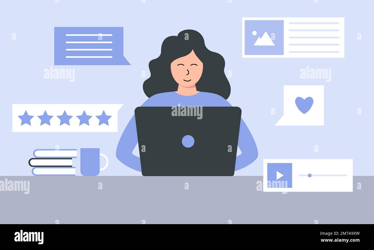 Content writer. Blog articles creation concept with people characters ...