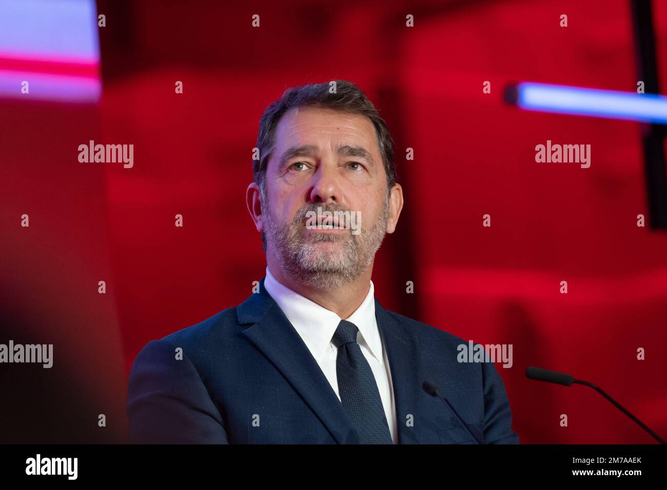 Marseille, France. 6th Jan, 2023. Christophe Castaner delivers a speech ...