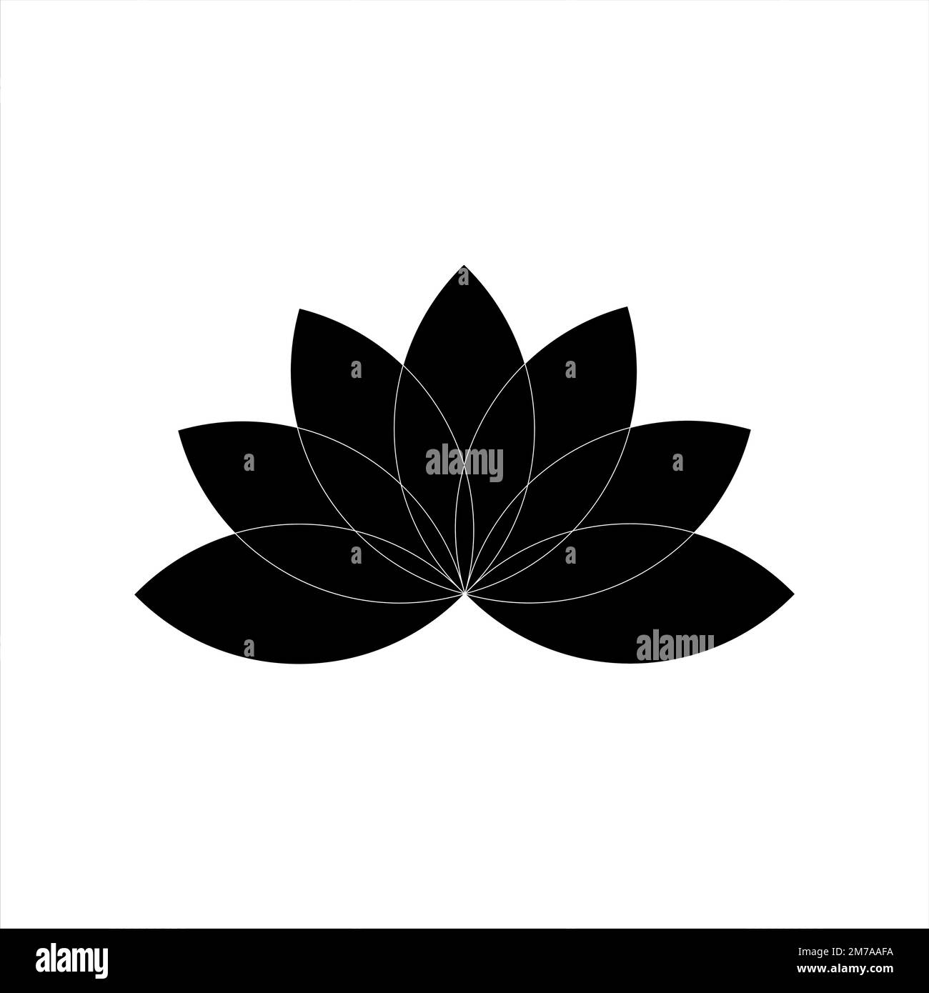 Lotus flower black – white background – Vector icon – Vector ...