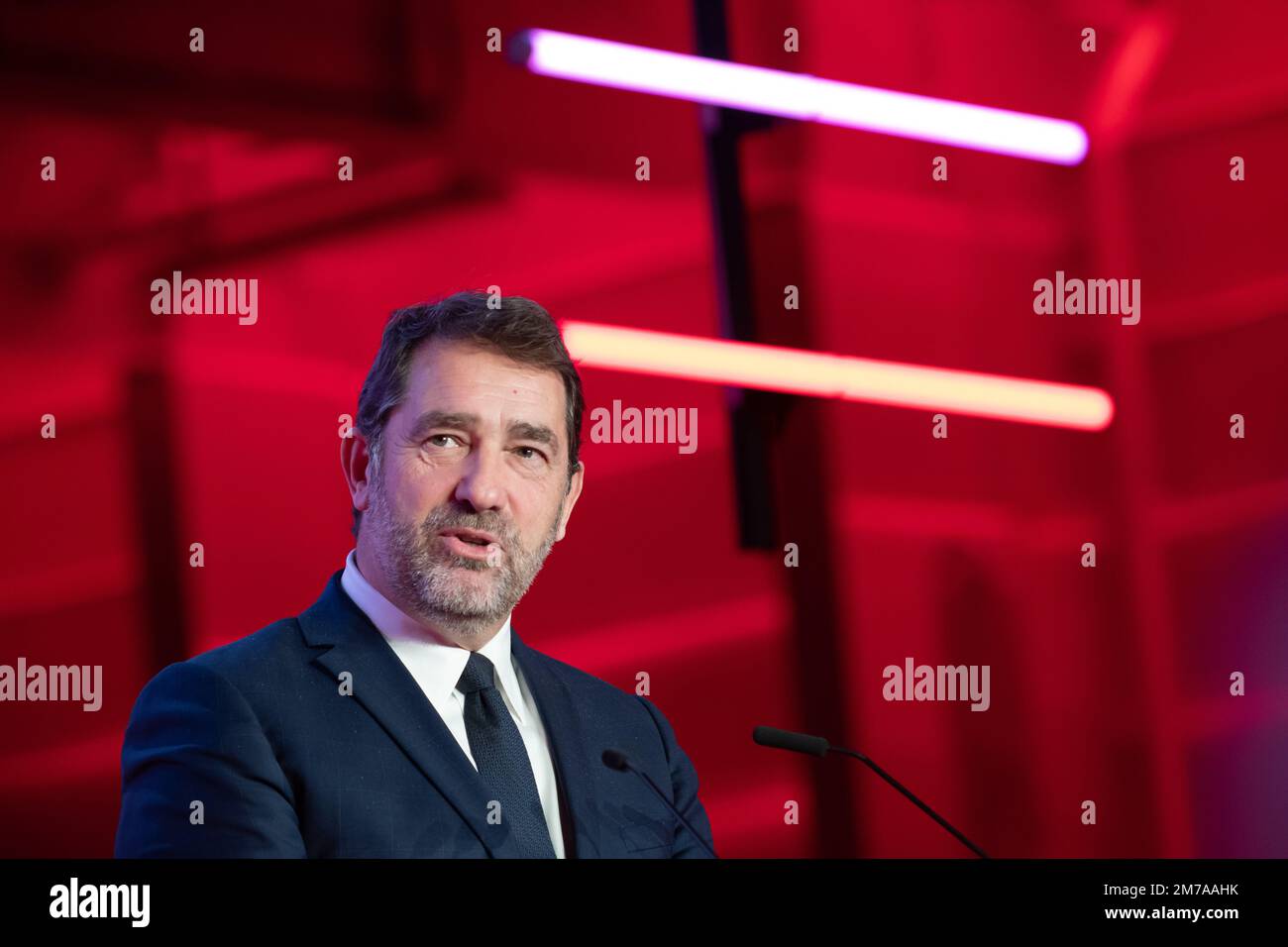 Marseille, France. 6th Jan, 2023. Christophe Castaner delivers a speech ...