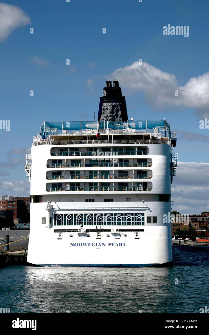USA, Maine, Portland, Harbor and Bay, cruise port, cruise ships ...