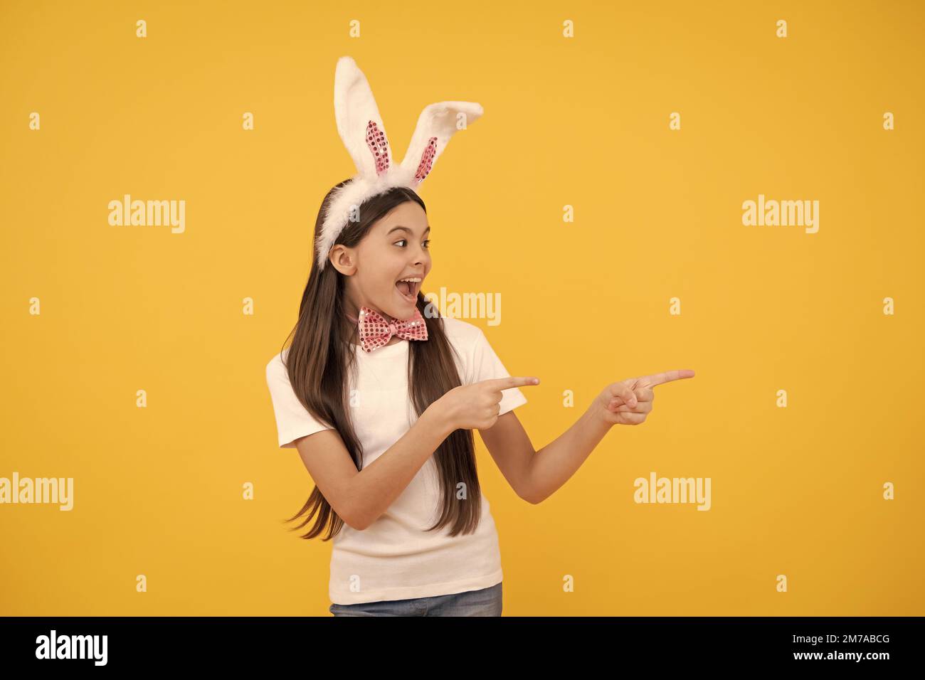 happy easter shopping sale. childhood happiness. child in rabbit ears ...