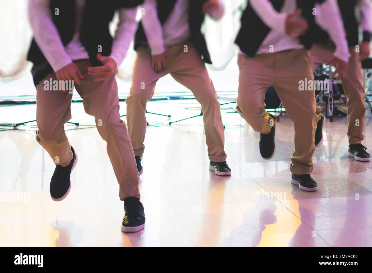 Group of hip-hop dancers performance on a stage, modern contemporary ...