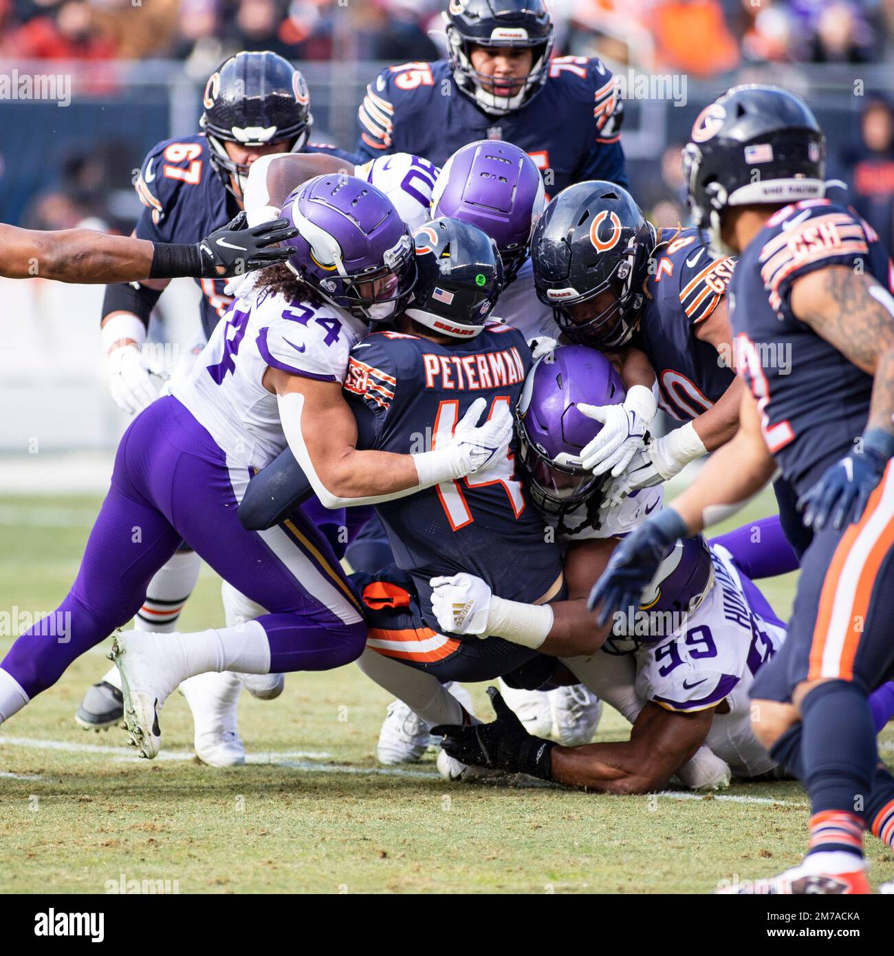 January 8, 2023: Chicago Bears quarterback #14 Nathan Peterman is ...