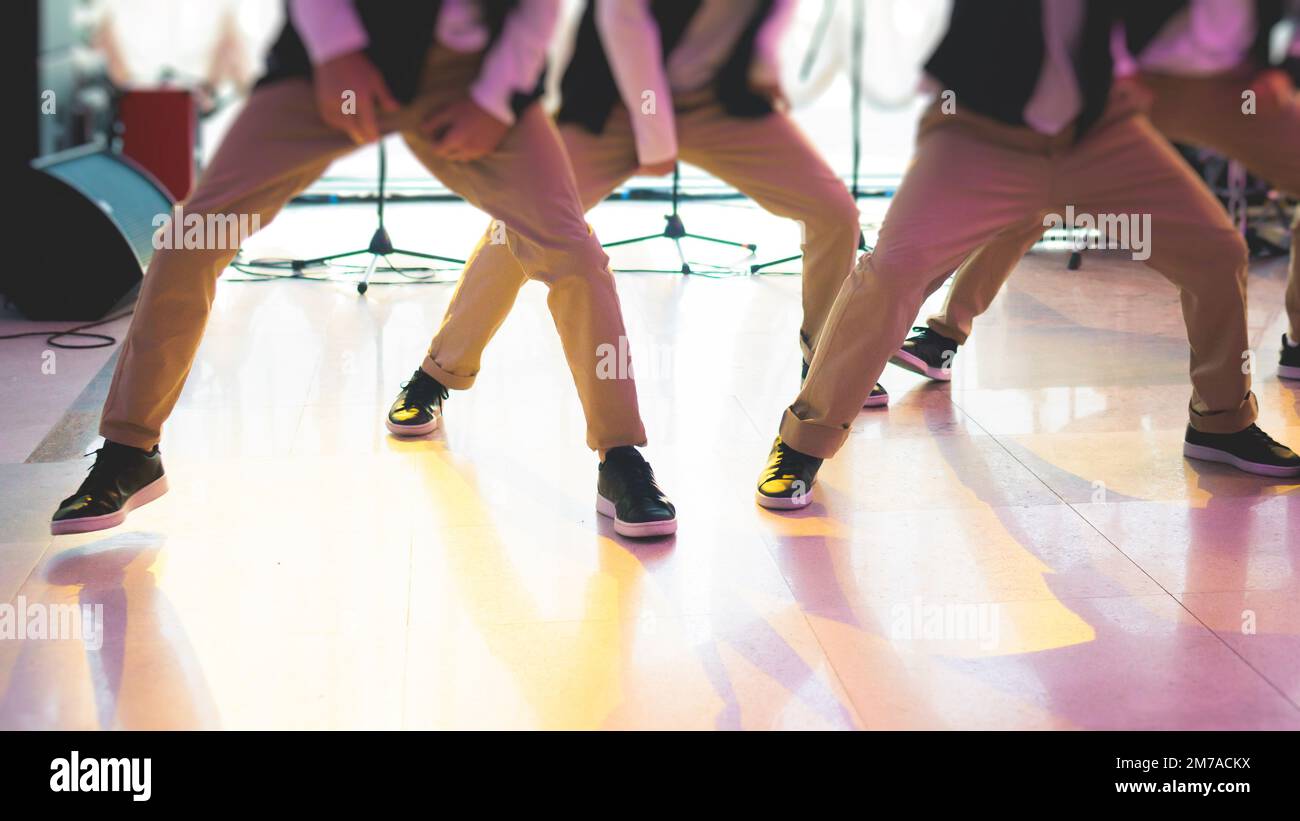 Group of hip-hop dancers performance on a stage, modern contemporary ...