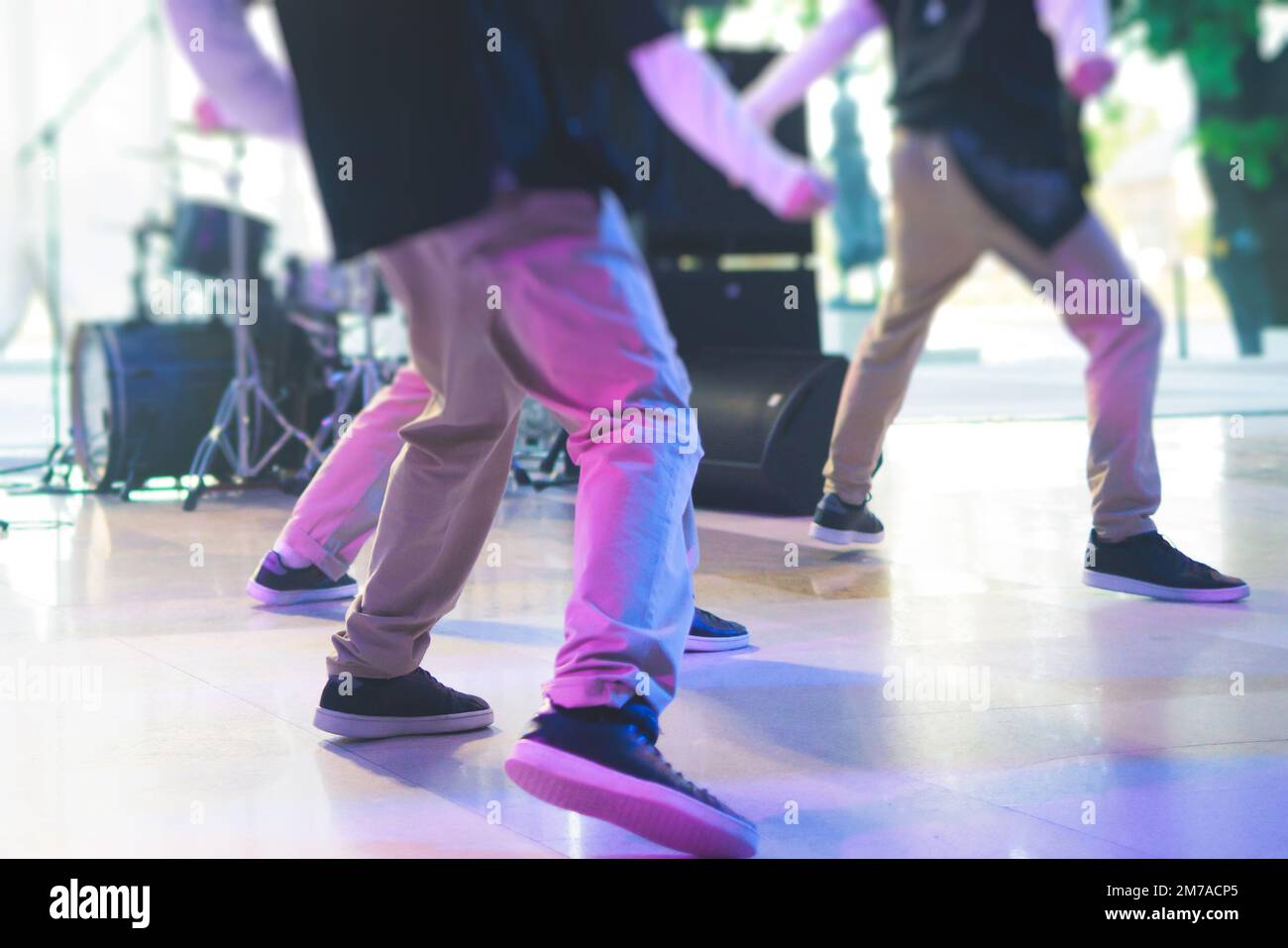 Group of hip-hop dancers performance on a stage, modern contemporary ...