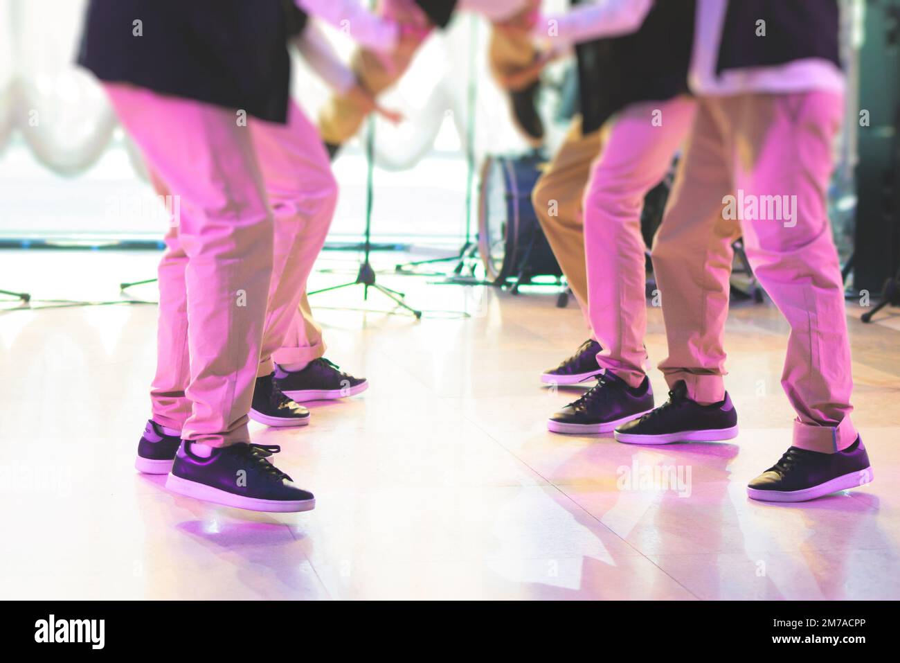 Group of hip-hop dancers performance on a stage, modern contemporary ...