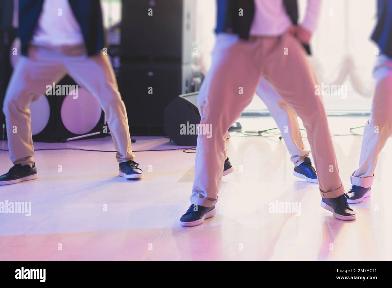 Group of hip-hop dancers performance on a stage, modern contemporary ...