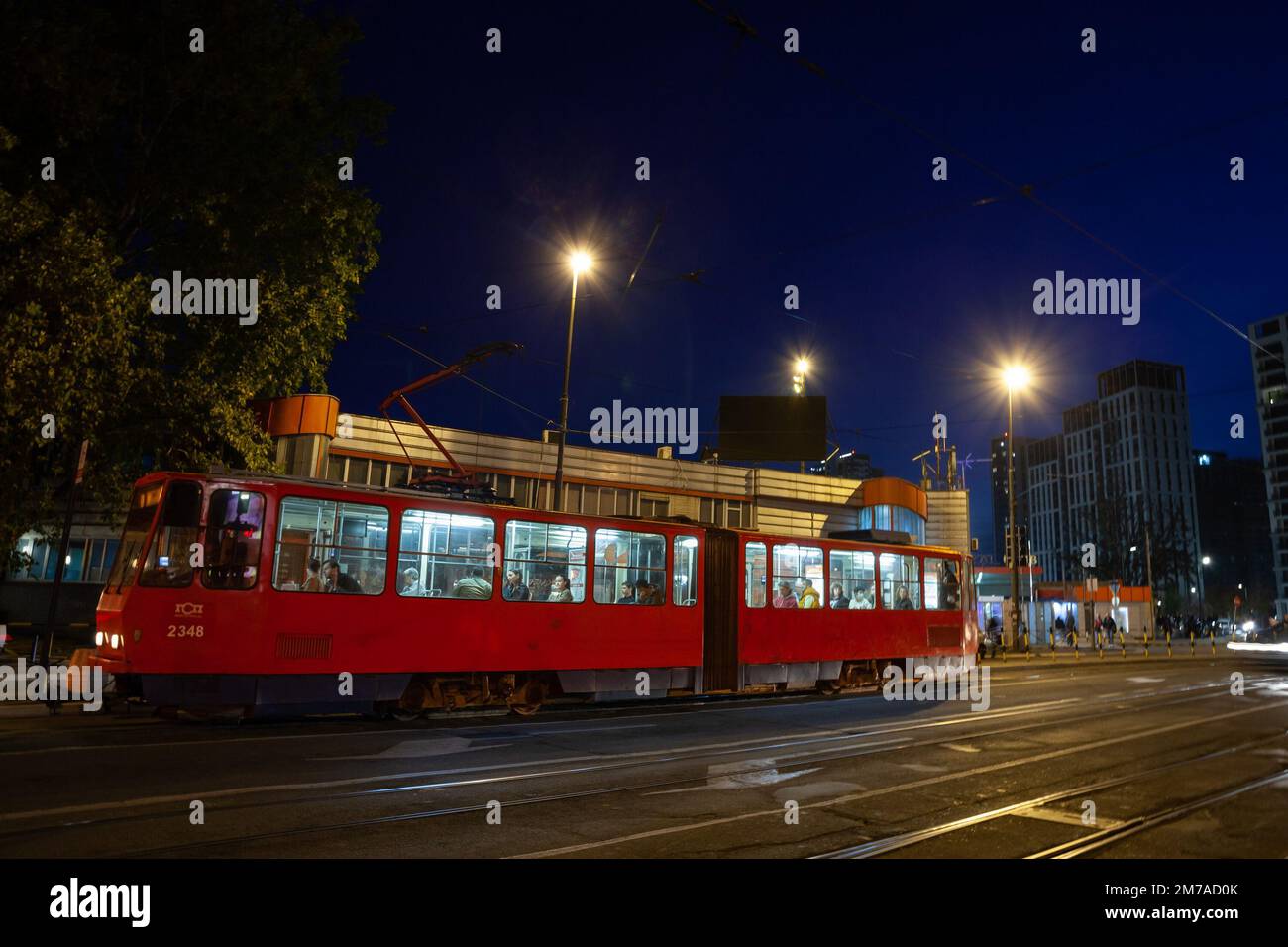 Picture of a belgrade tram, tatra KT 4 model, standing in front of a ...