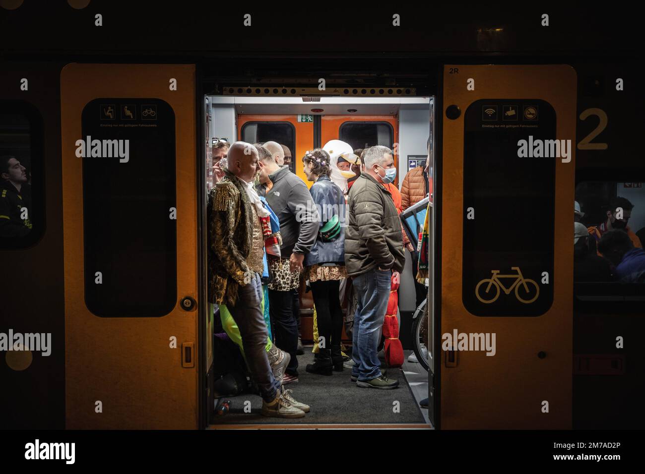 Picture of people dressed in costumes for Cologne Carnival standing in ...