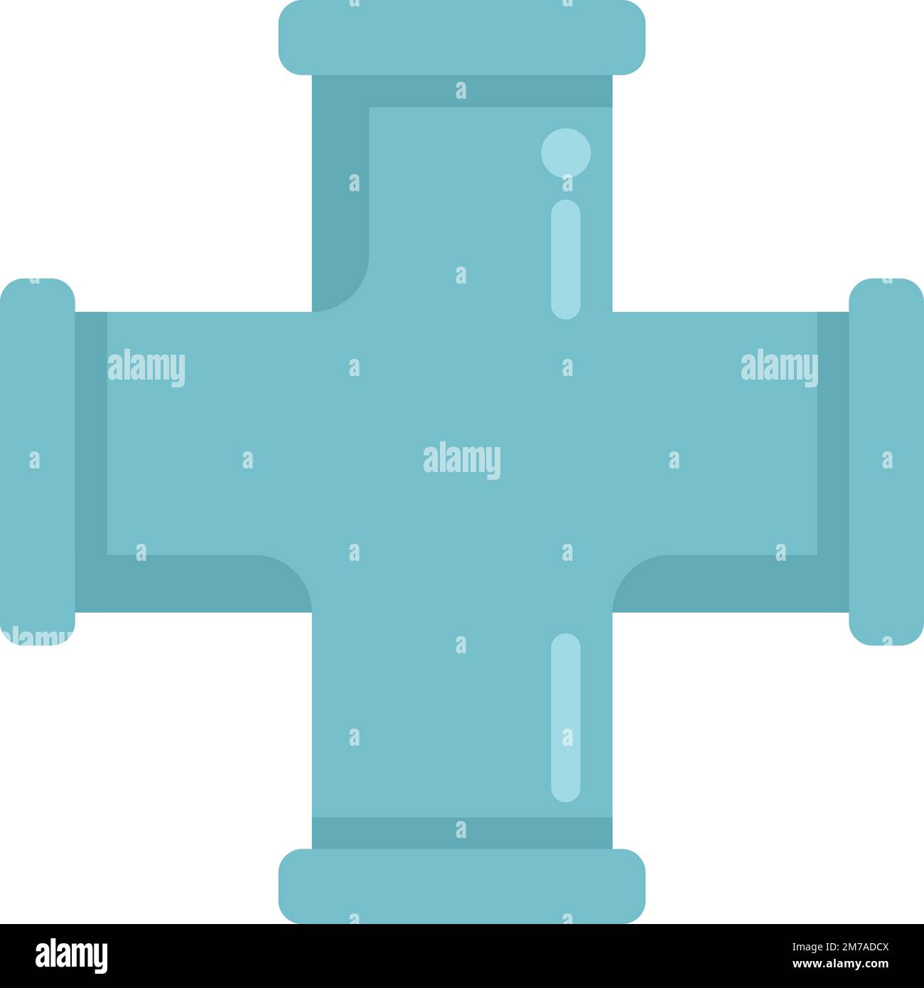 Cross pipe icon flat vector. Water pipeline. Service drain isolated ...