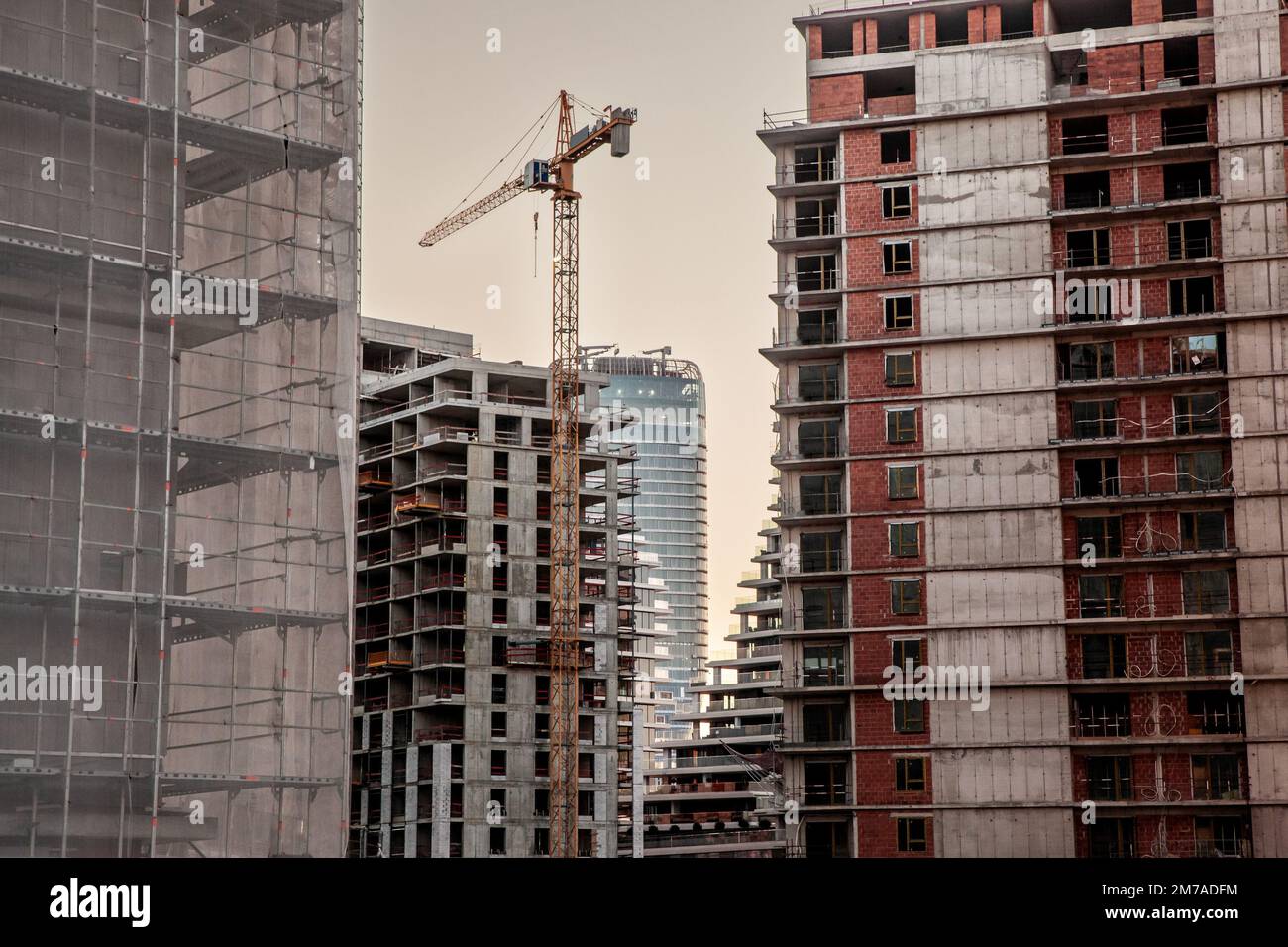 Picture of a European construction site, in an area for residential ...