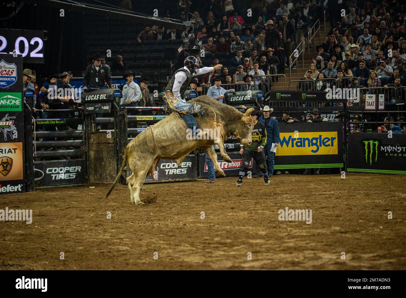 NEW YORK, NY - JANUARY 7: Joao Henrique Lucas makes a 71.25 point ride ...
