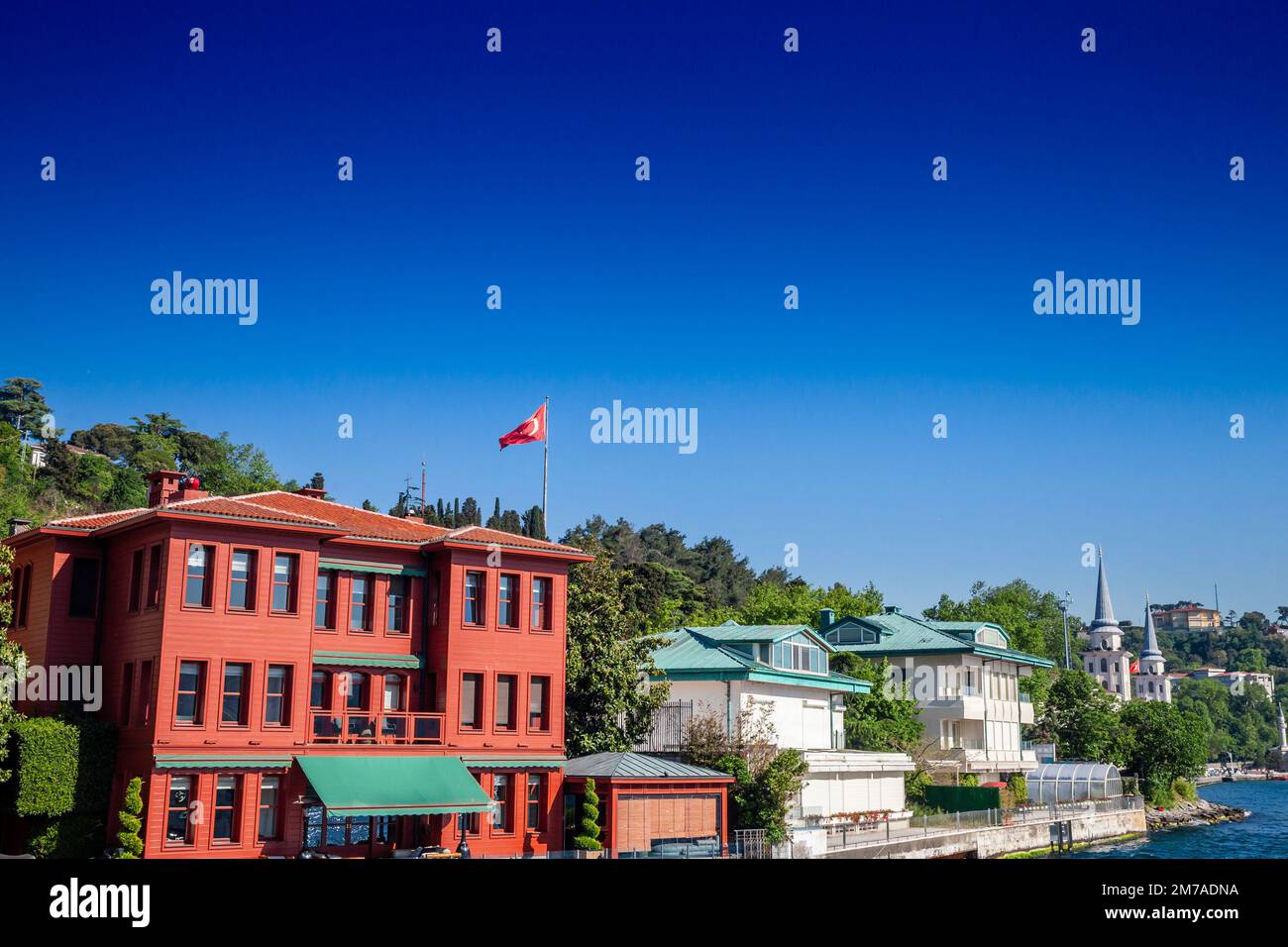 Panorama of luxury mansions and houses on the Bosphorus strait in ...