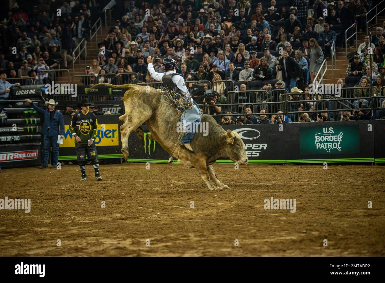 NEW YORK, NY - JANUARY 7: Joao Henrique Lucas makes a 71.25 point ride ...