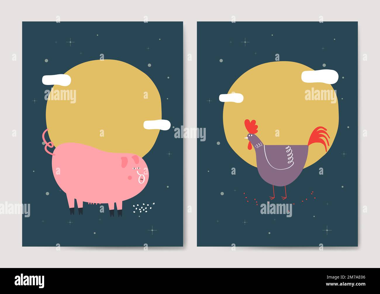 Year of the pig and the rooster vectors Stock Vector Image & Art - Alamy