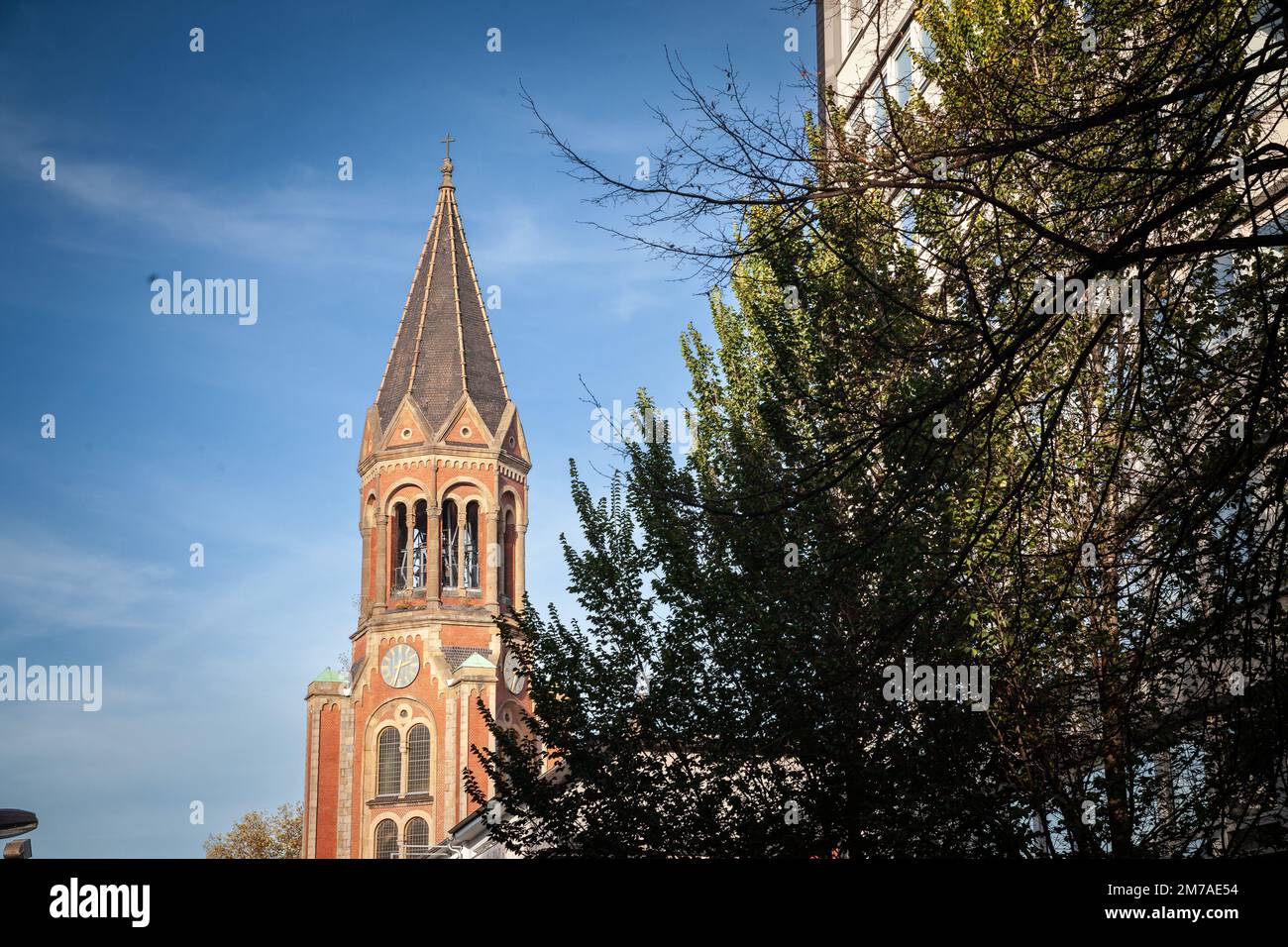 Picture of the chuch of kreuzeskirche in Essen, Germany. The ...