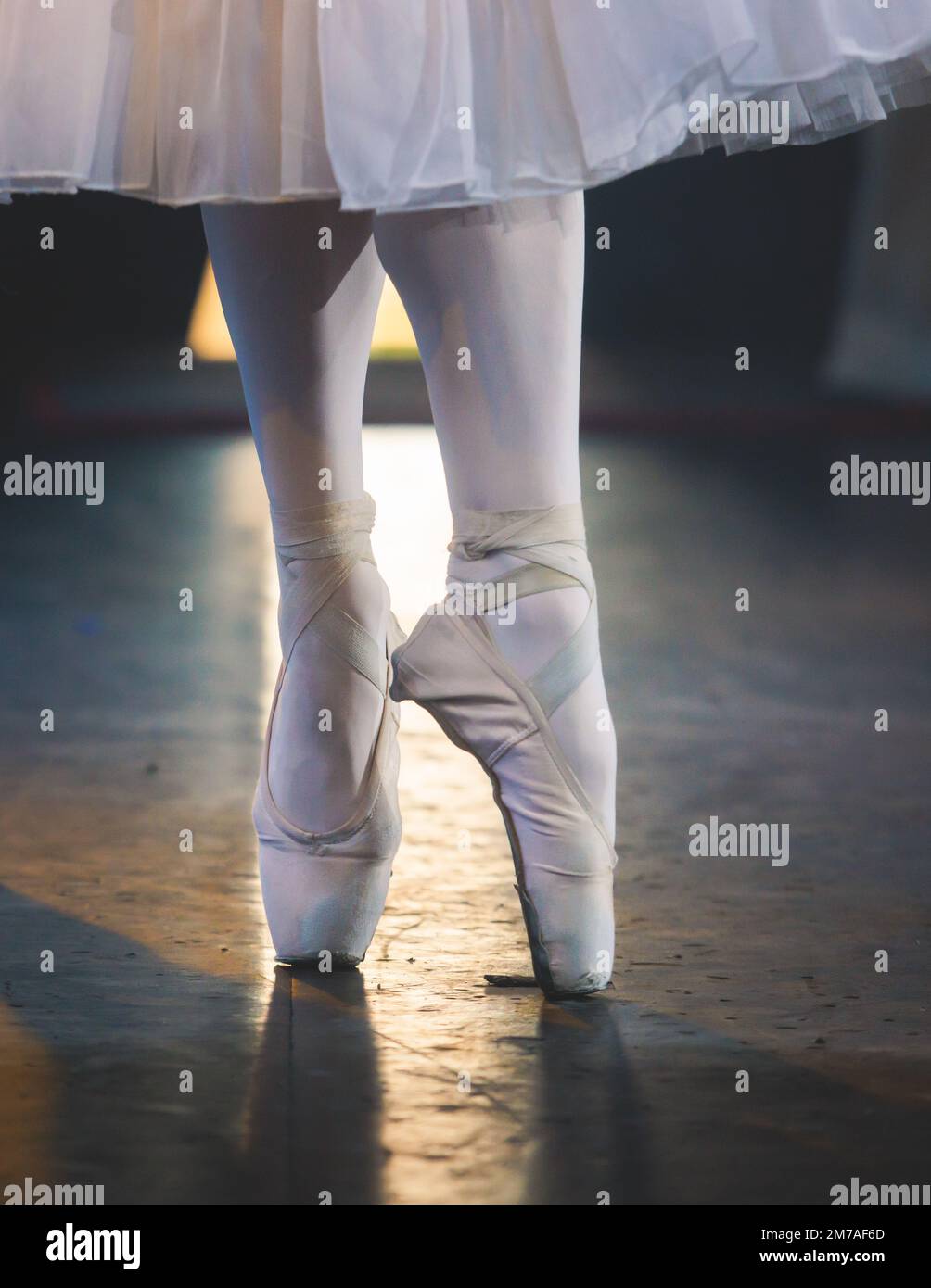 Ballet dancers couple during performance repetition, classic ballet ...