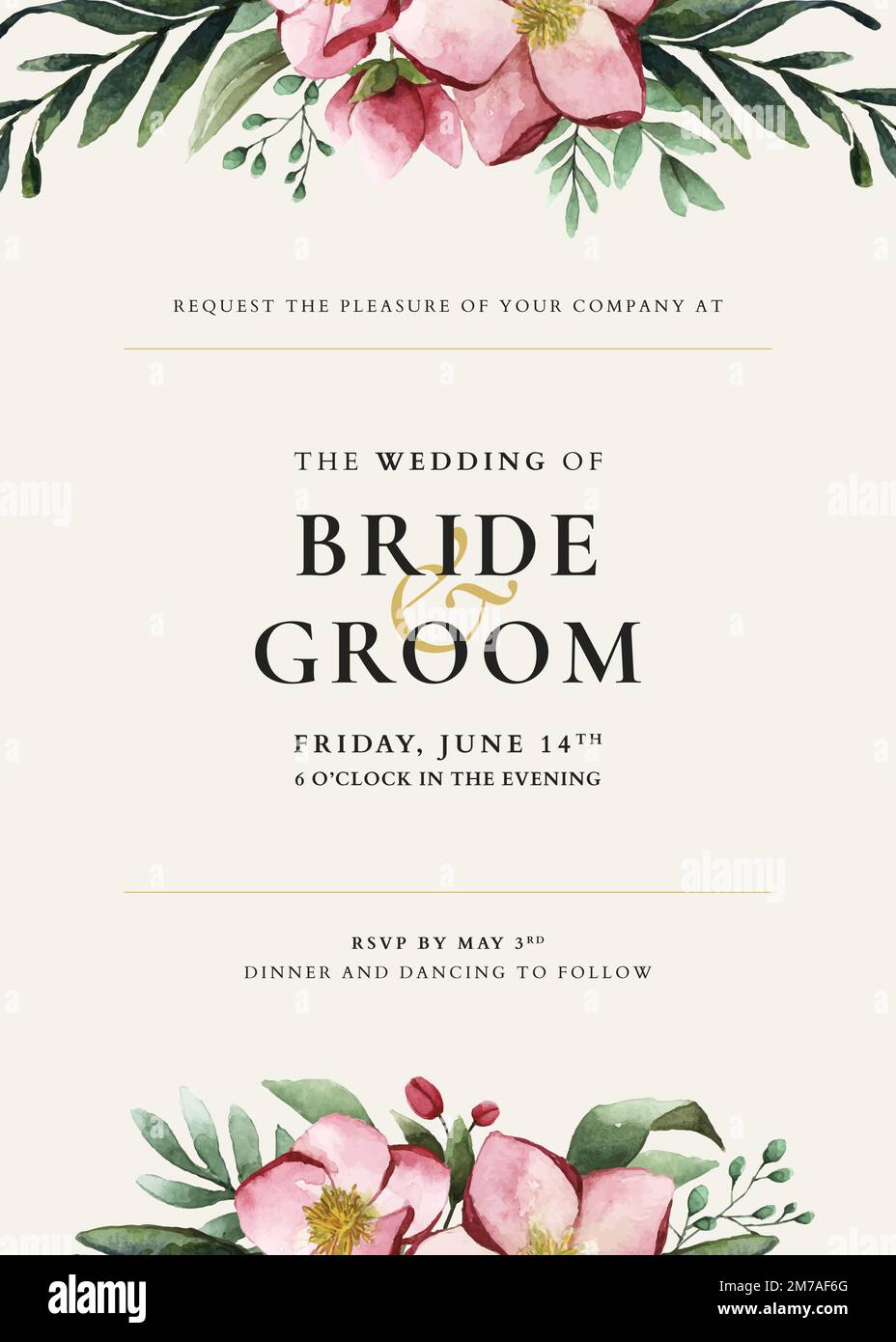 Flowers invitation card template vector Stock Vector Image & Art - Alamy