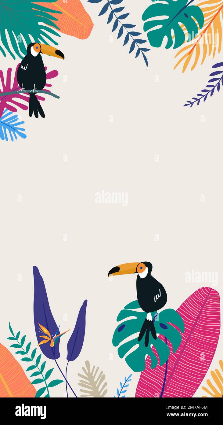 Tropical poster template beige background vector Stock Vector Image ...