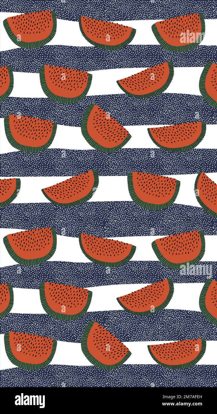 Watermelon pattern on a striped background vector Stock Vector Image ...