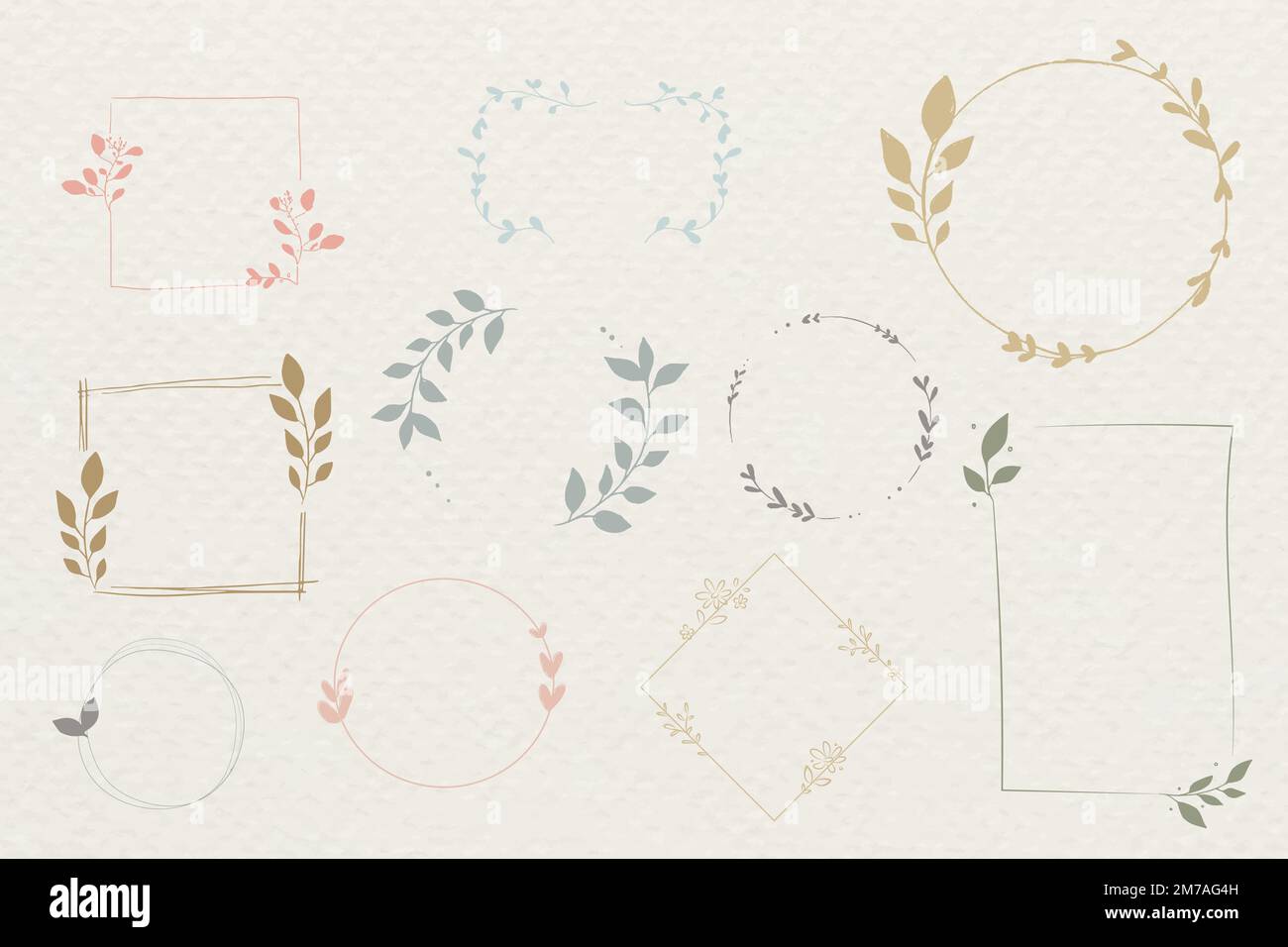 Doodle floral wreath vector collection Stock Vector Image & Art - Alamy