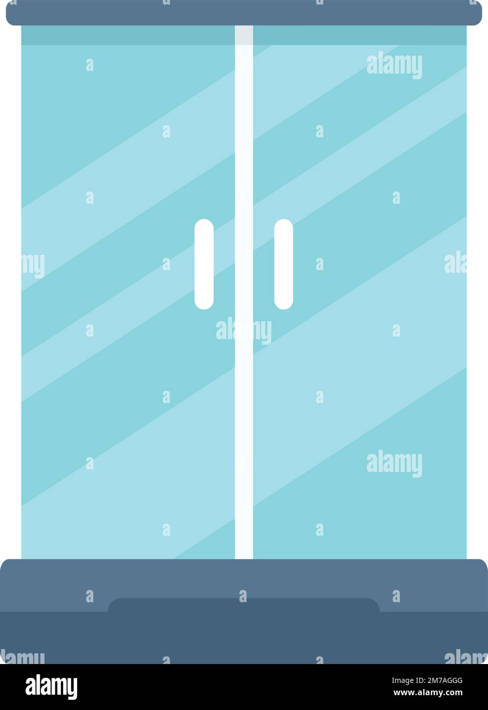 Shower stall icon flat vector. Glass cabin. Door cubicle isolated Stock ...