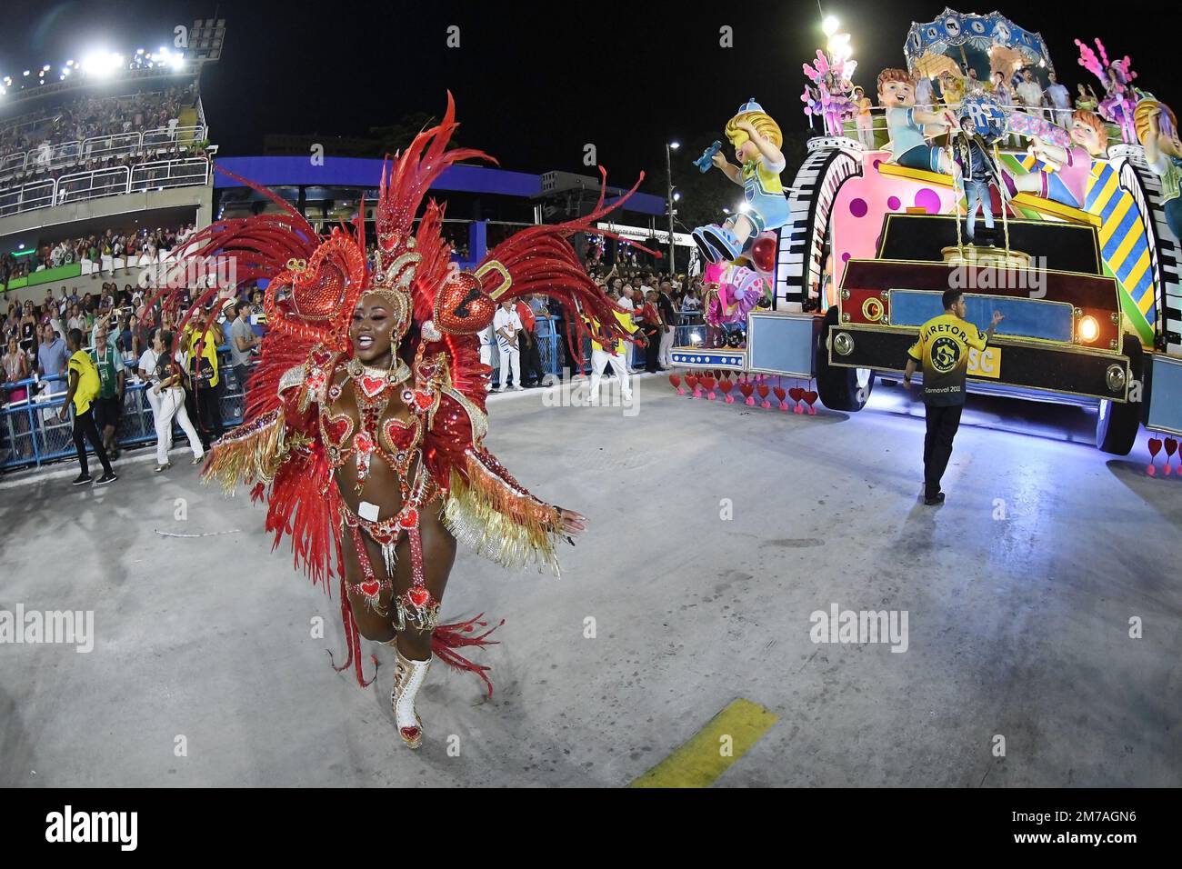 Rio de Janeiro, Brazil,April 23, 2022. Parade of the samba school São ...