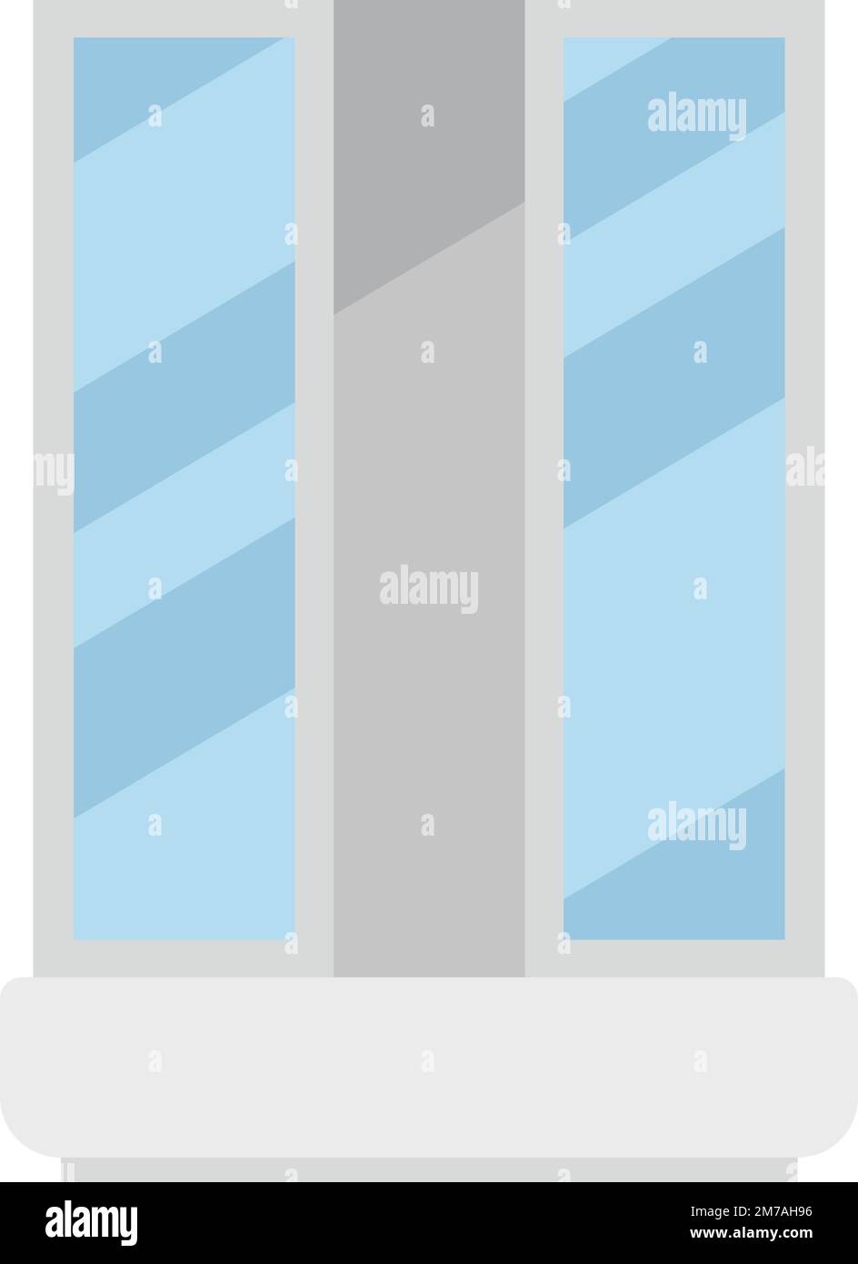 Water shower cabin icon flat vector. Glass stall. Domestic bath ...