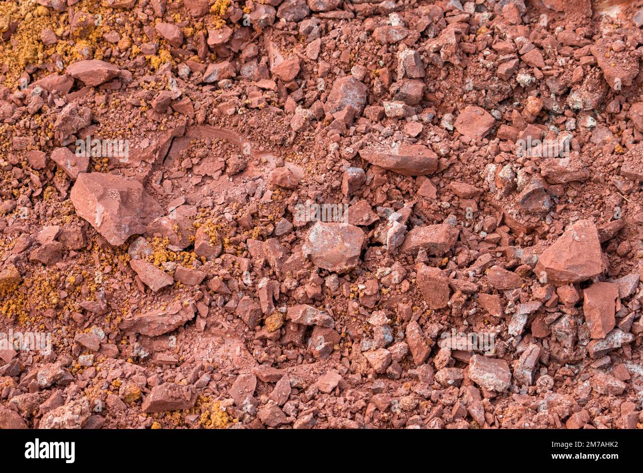 Red subsoil texture background. Dirt in nature. Red hard and compact ...