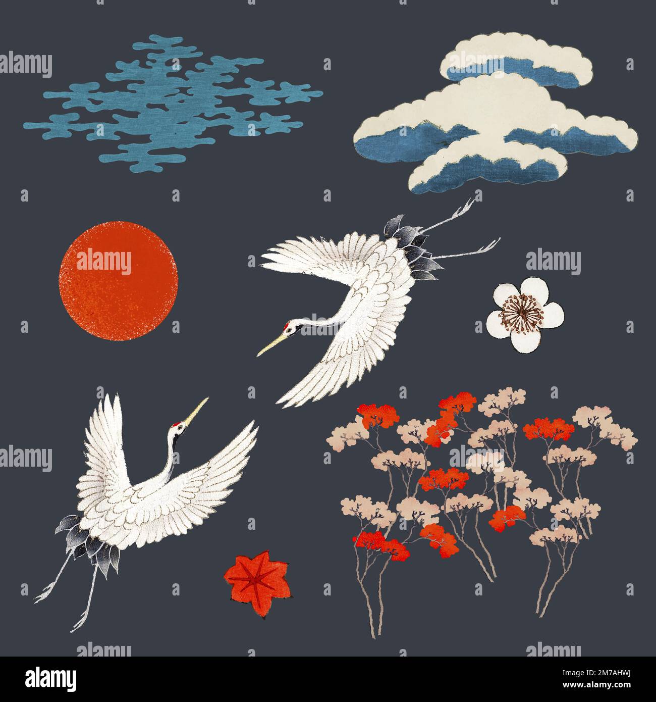 Vintage Japanese kamon ornamental vector set, remixed from public ...