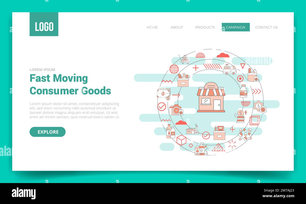 fmcg fast moving consumer goods concept with circle icon for website ...