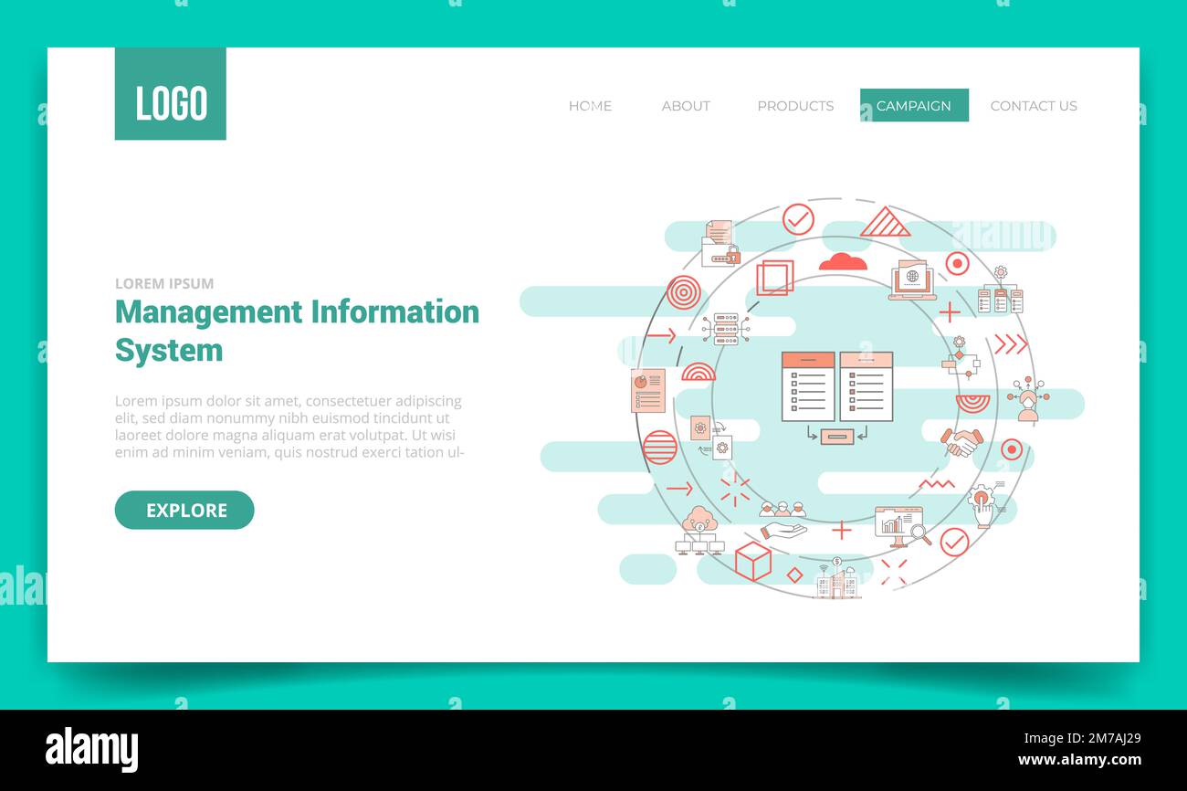 mis management information system concept with circle icon for website ...