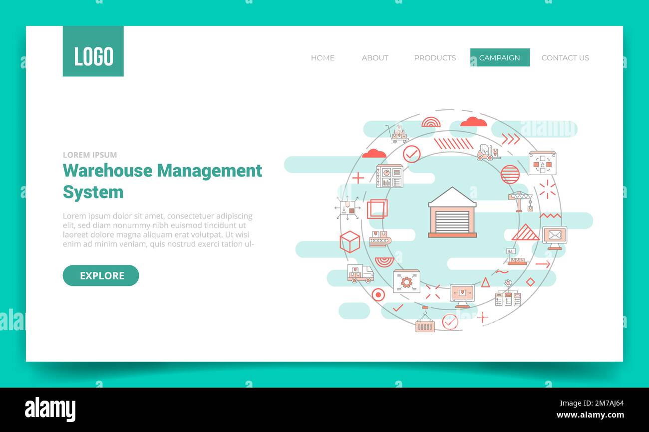 wms warehouse management concept with circle icon for website template ...