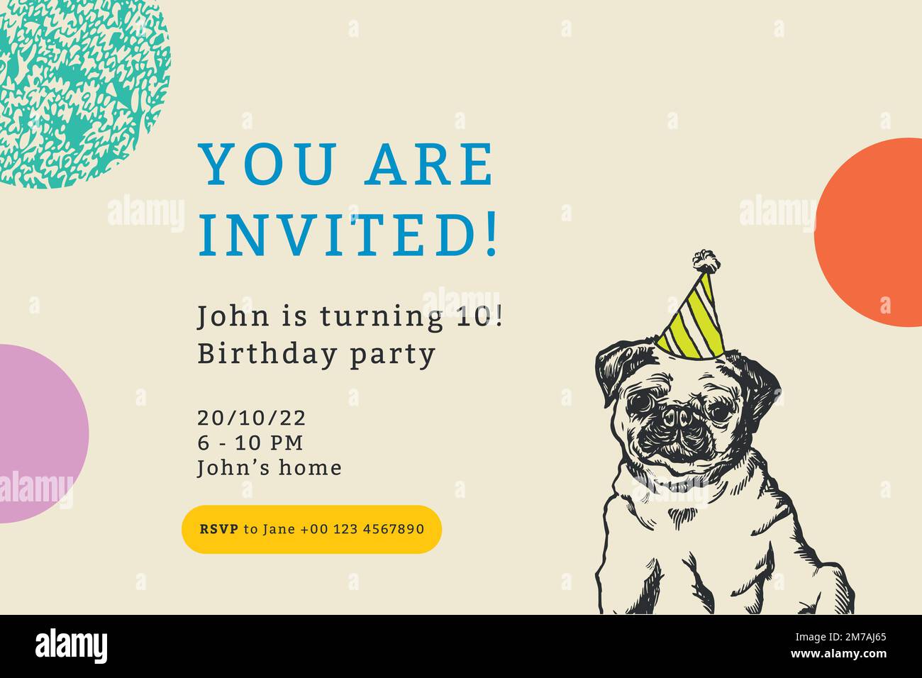 Editable party banner template vector with quote, you are invited Stock ...