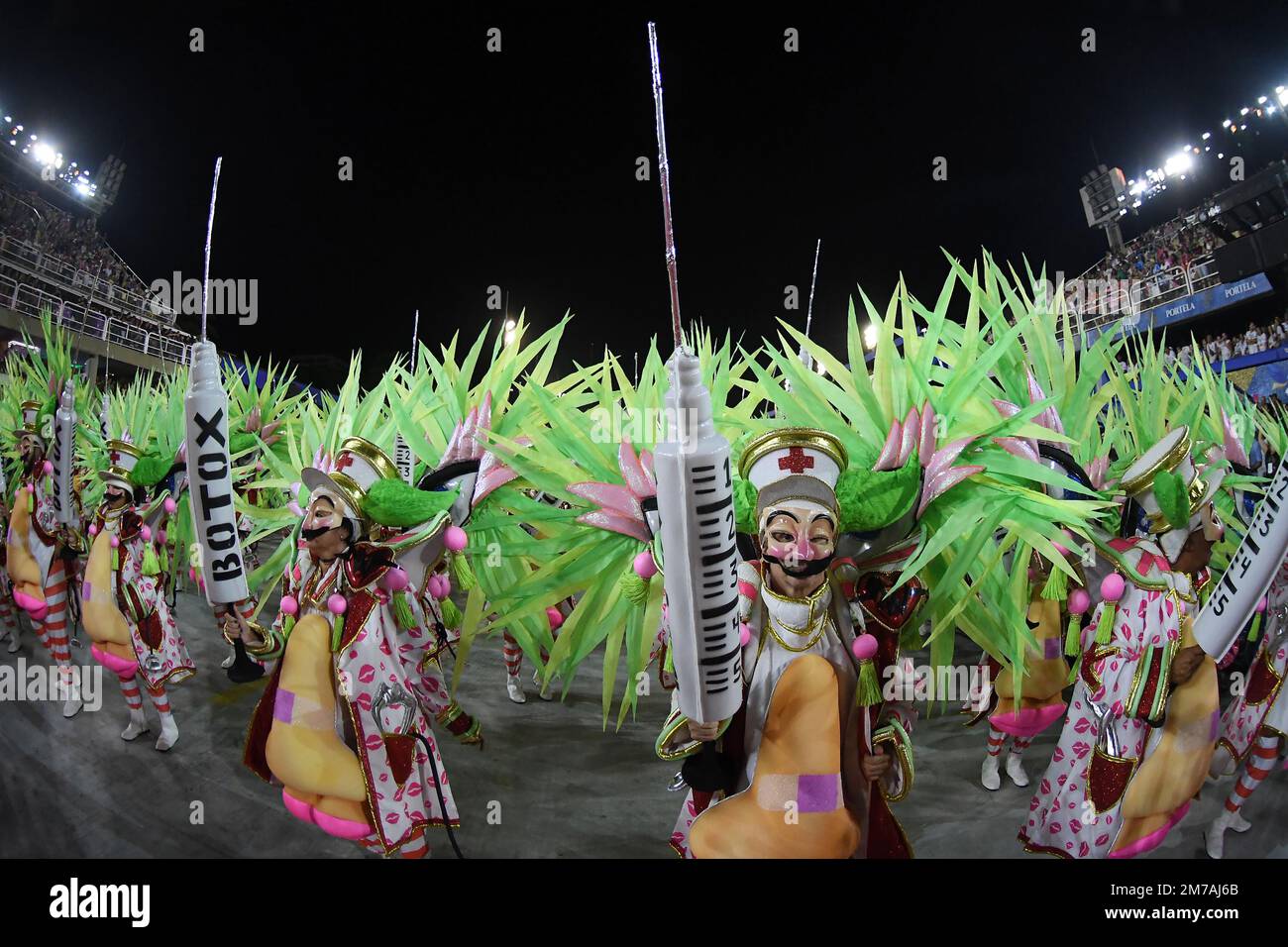 Rio de Janeiro, Brazil,April 23, 2022. Parade of the samba school São ...