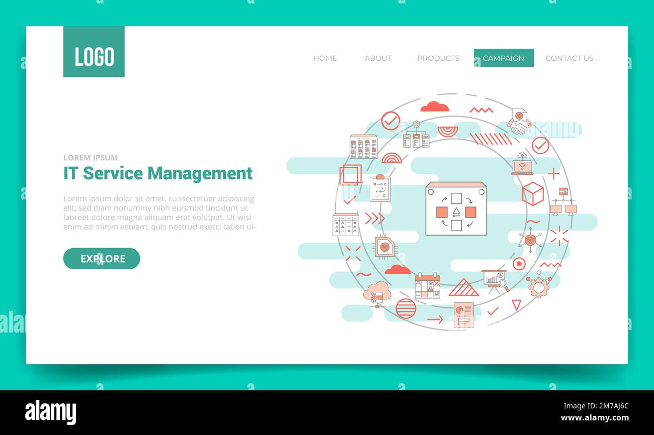 itsm information technology service management concept with circle icon ...