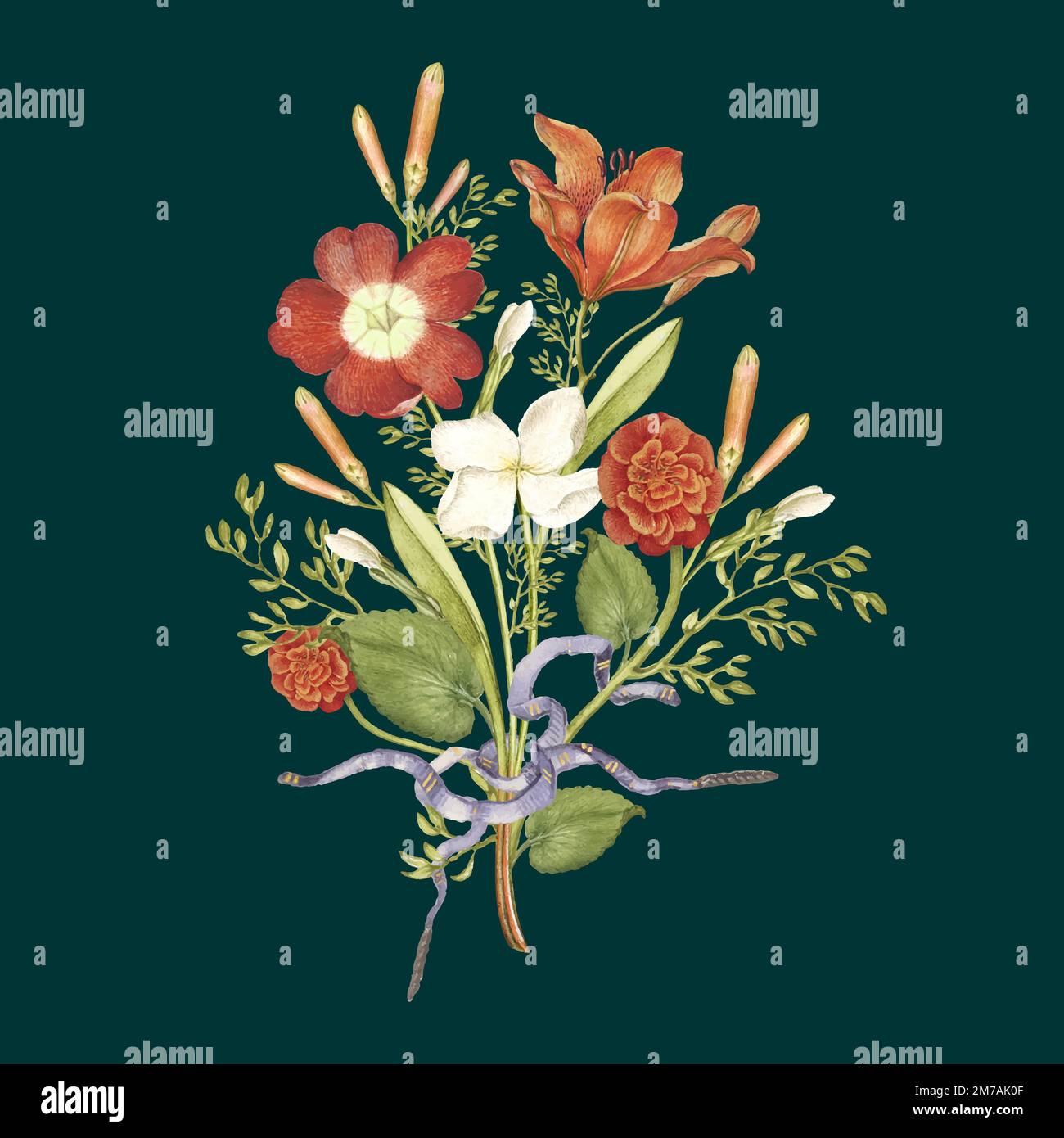 Red wildflower bouquet vector dark background Stock Vector Image & Art ...
