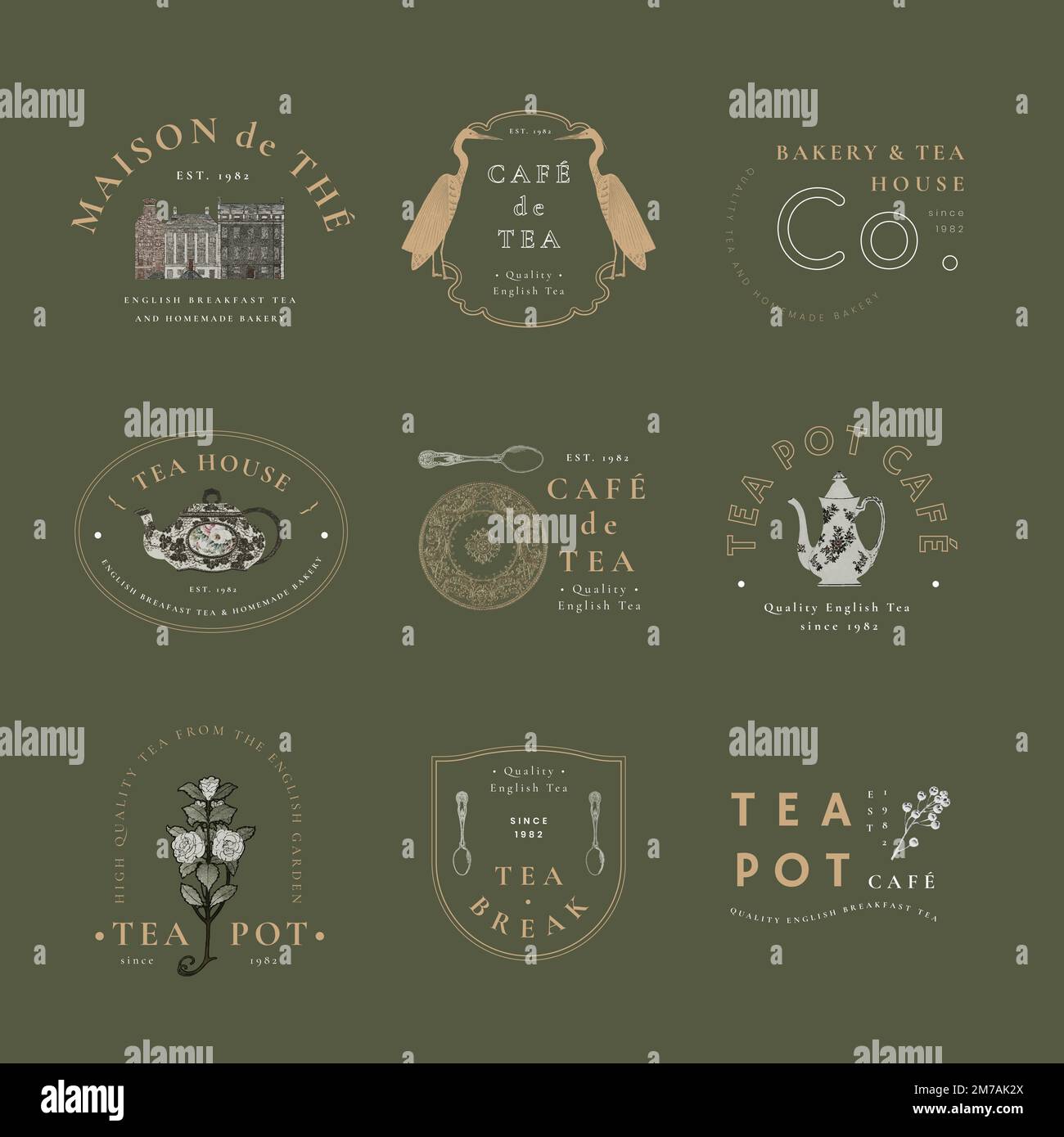 Cafe vintage badge template vector set, remixed from public domain ...