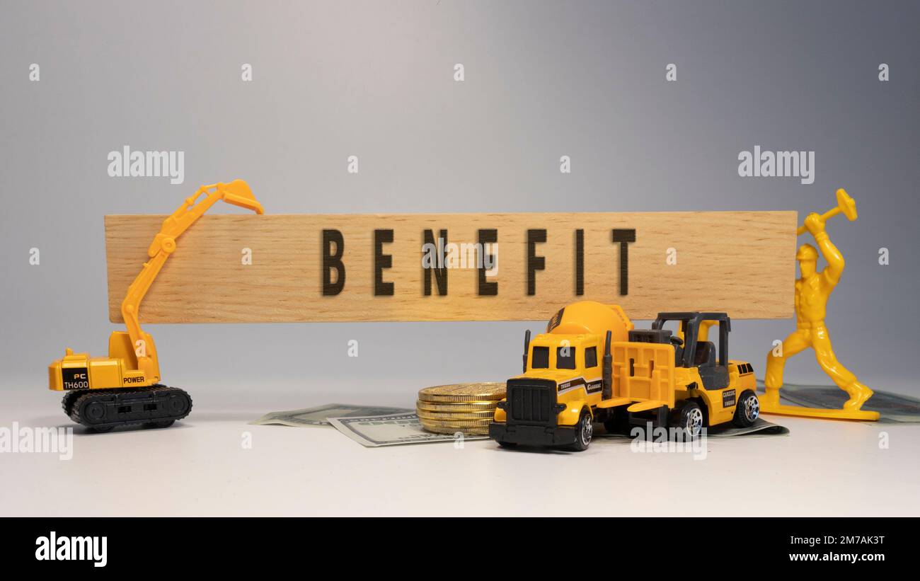 BENEFIT inscription. It was taken in the studio written on a wooden ...