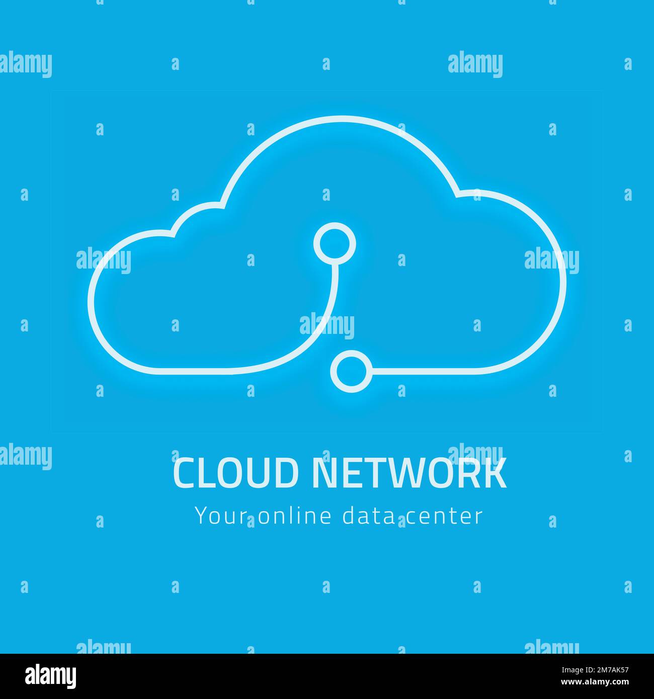 Blue neon cloud logo vector digital networking system Stock Vector ...