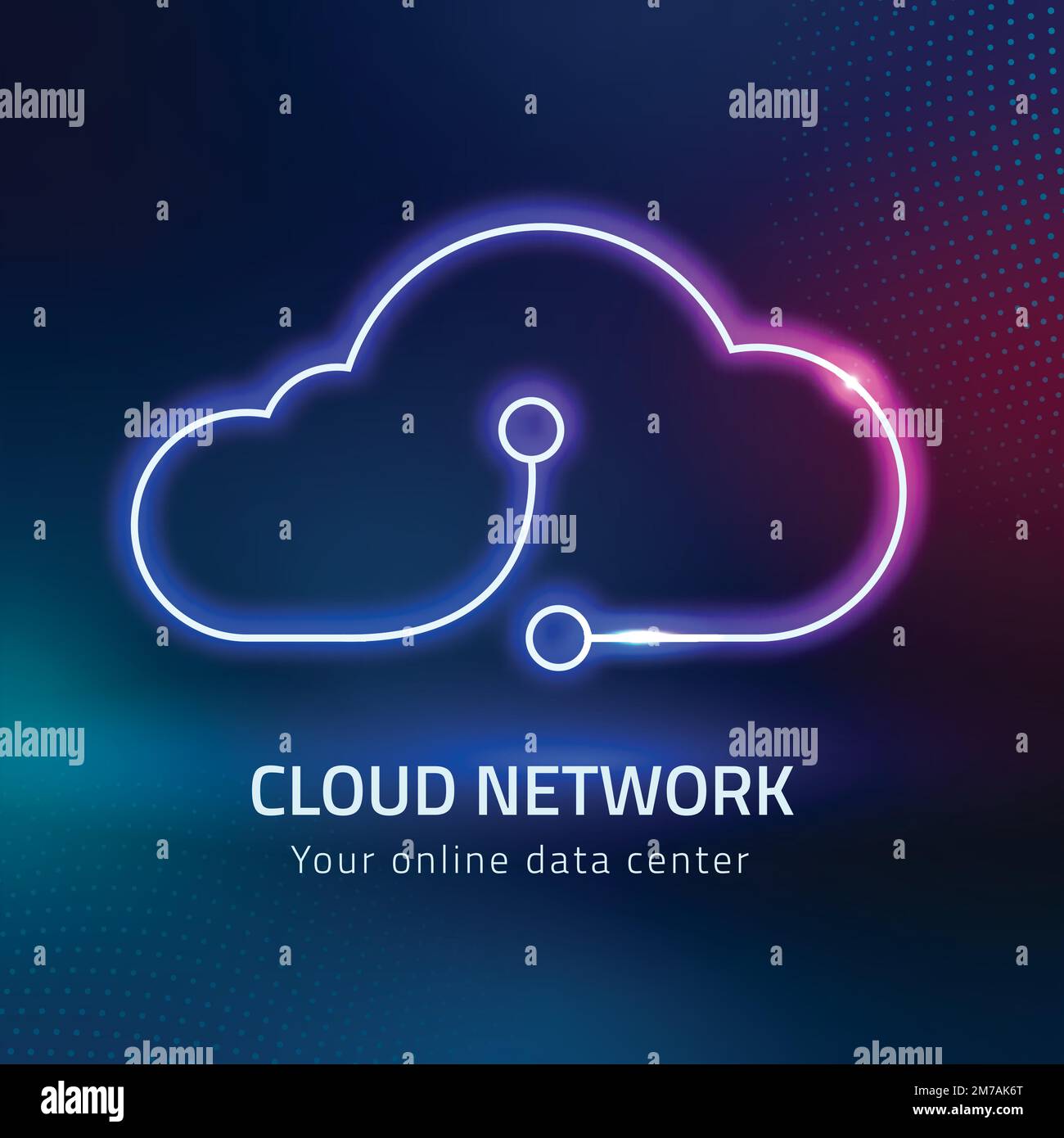 Pink neon cloud logo vector digital networking system Stock Vector ...