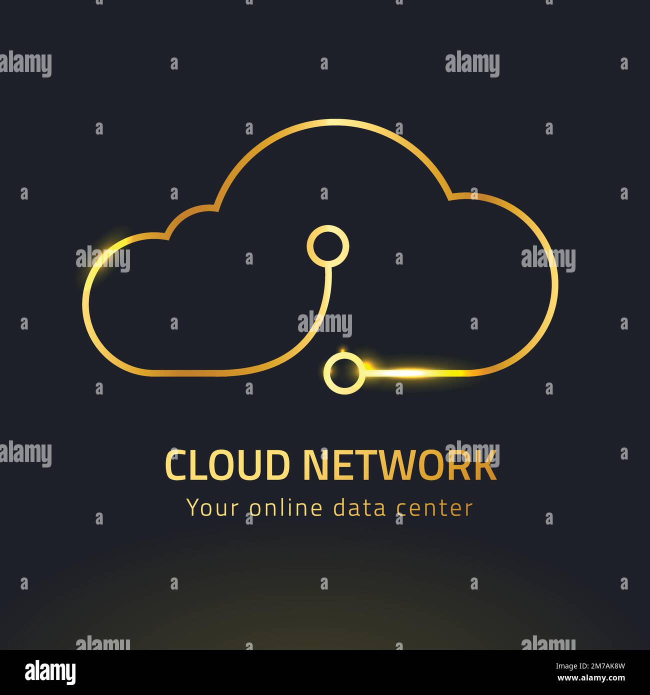 Gold neon cloud logo vector digital networking system Stock Vector ...