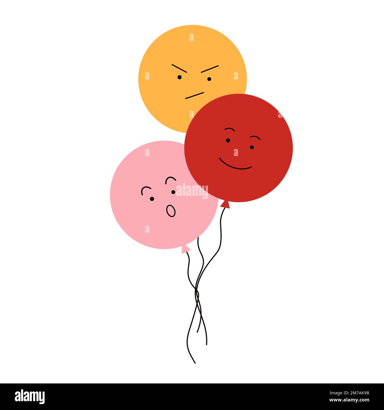 Balloons With Faces Expressing Different Emotions Vector Flat