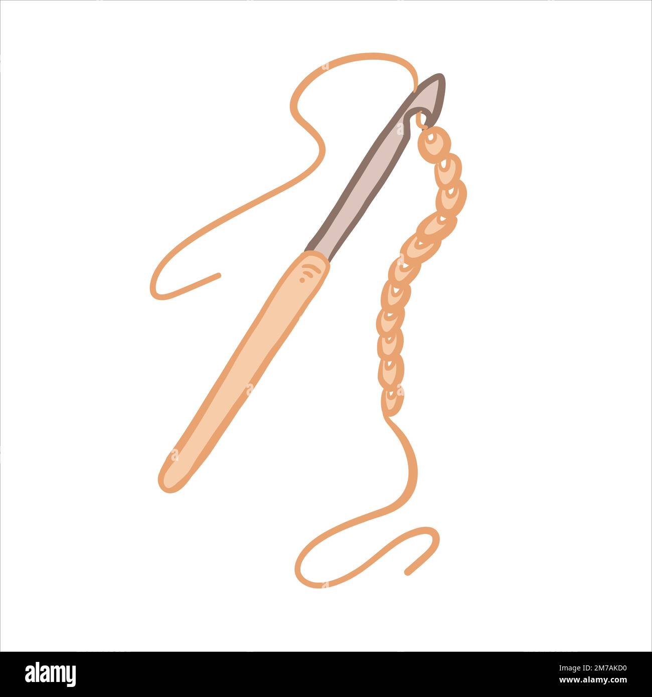 Vector illustration colored in doodle style crochet hook for knitting ...