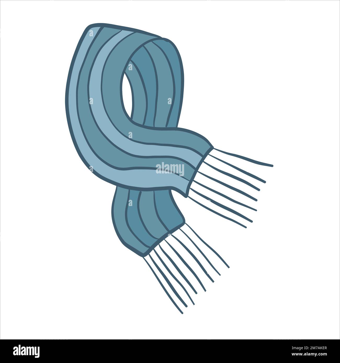 Color vector illustration. Warm knitted winter scarf with stripes and ...