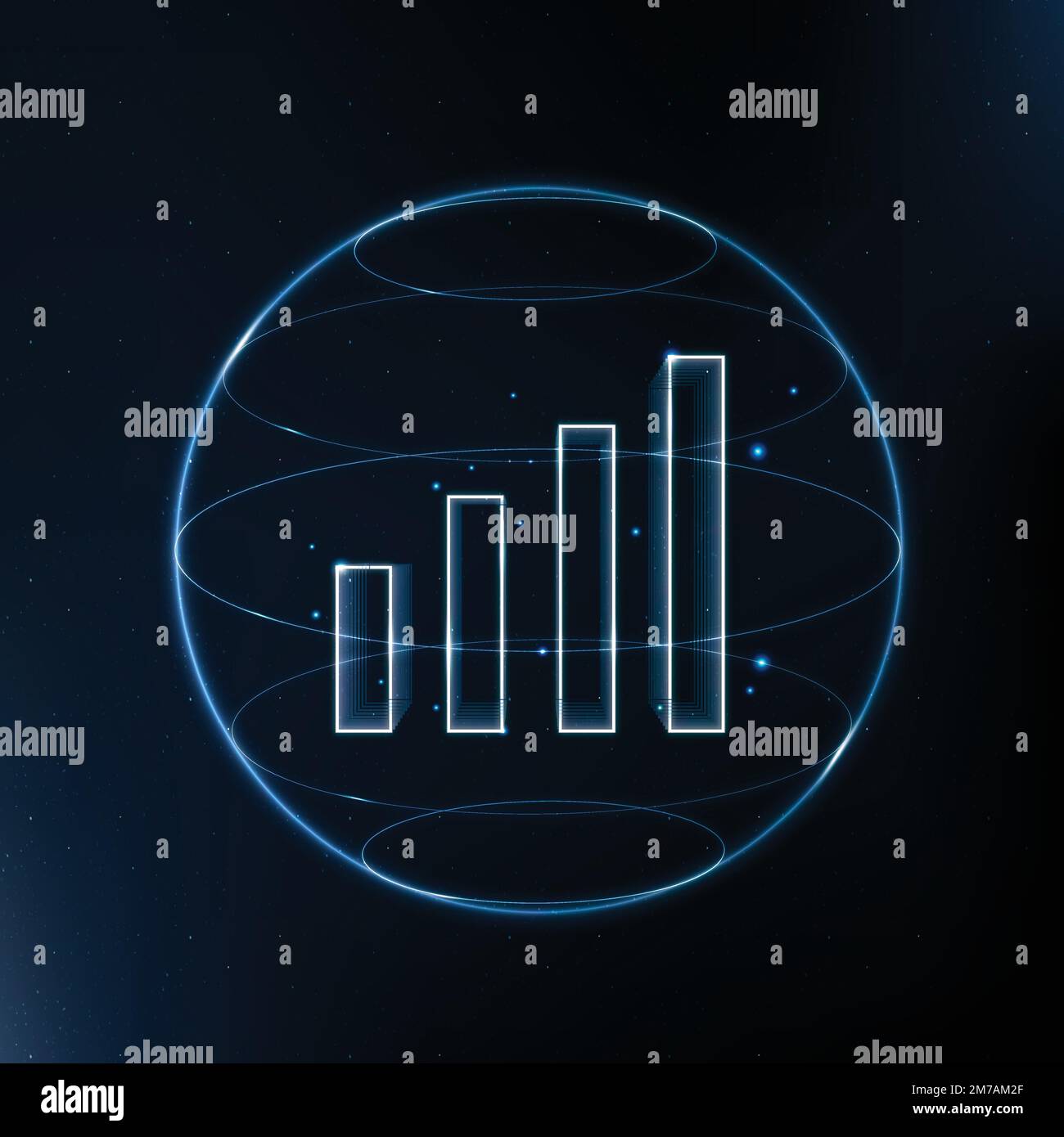 Wifi signal communication technology vector blue icon with bar chart ...