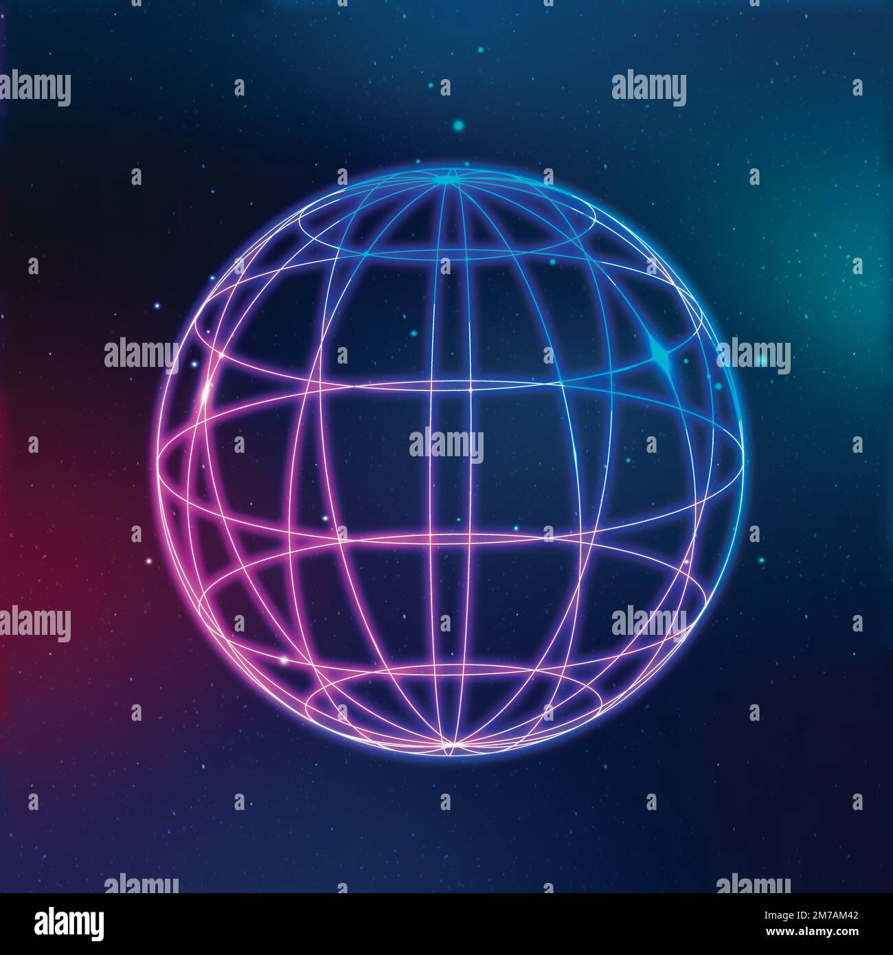 Global network technology icon vector in neon on gradient background ...