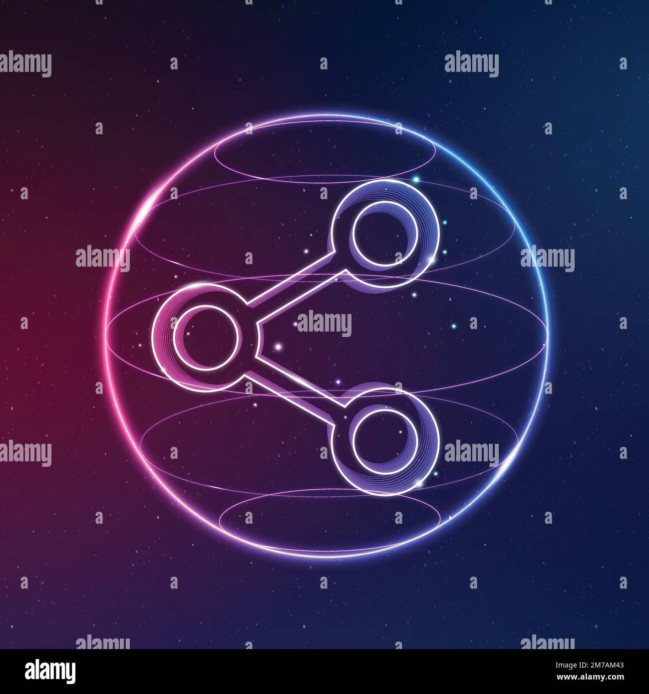Digital connectivity technology icon vector in neon on gradient ...